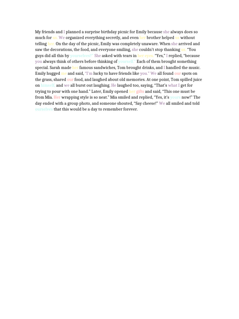 Pronouns Story | PDF