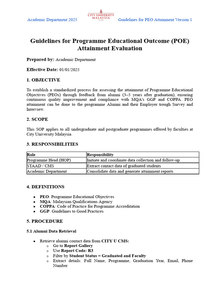 Guidelines For PEO Attainment Evaluation | PDF | Leadership | Skill