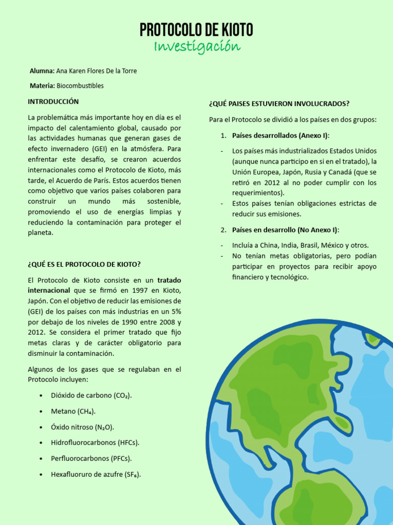 Protocolo de Kioto - Ana Karen Flores | PDF | Protocolo de Kyoto ...