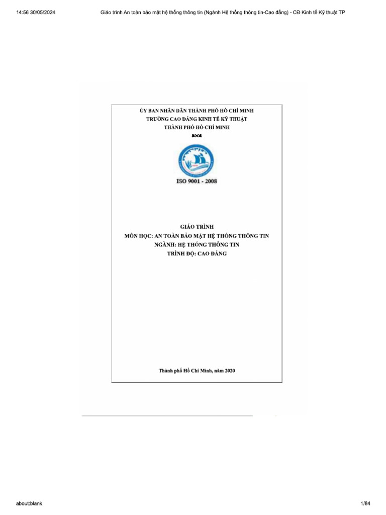 Giao Trinh An Toan Bao Mat He Thong Thong Tin | PDF