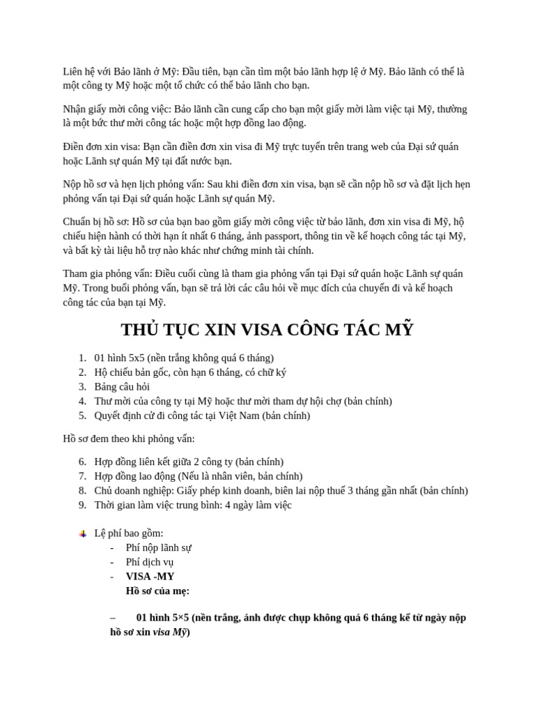 TH T C Xin Visa Công Tác M | PDF