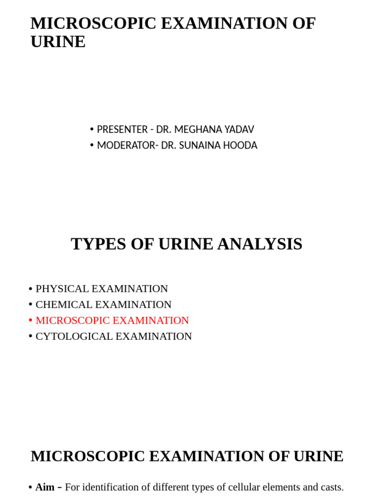 Urine Microscopy Examination Guide | PDF | Medical Specialties ...