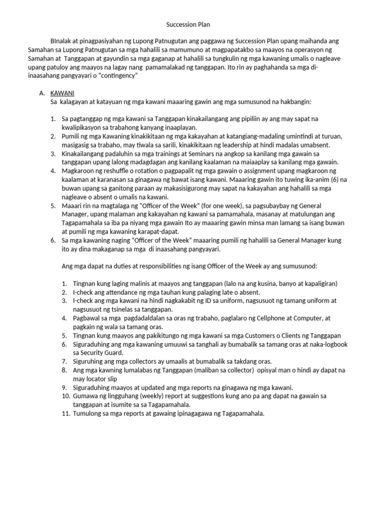 Succession Plan | PDF