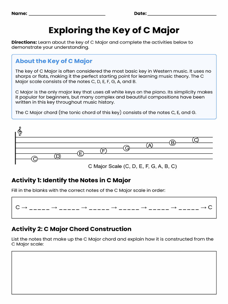 Understanding the Key of C Major | PDF
