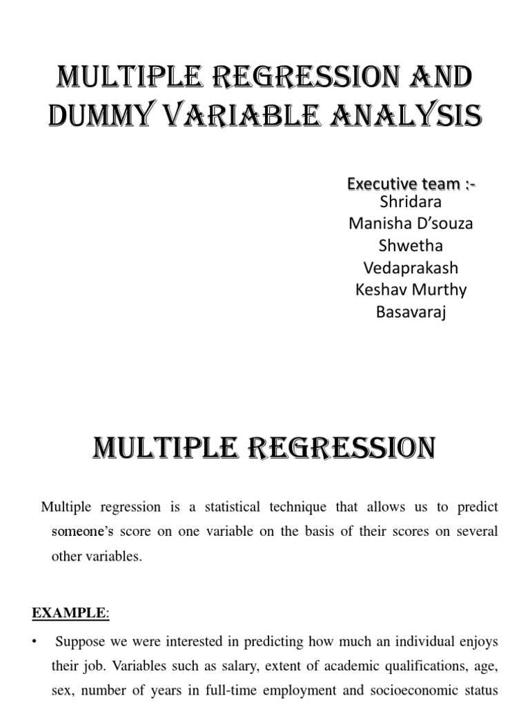 Multiple Regression and Dummy Variable Analysis | PDF | Dummy Variable (Statistics) | Regression ...