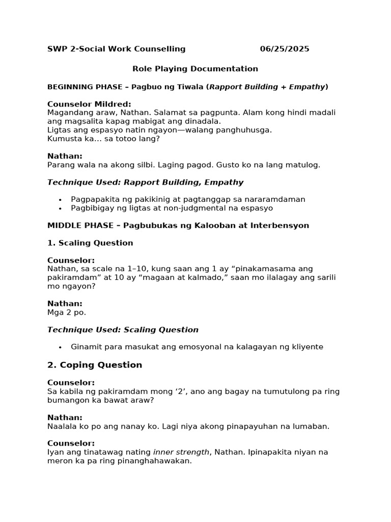 ROLE PLAYING DOCUMENTATION Upload | PDF