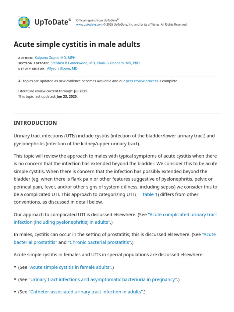 Acute Simple Cystitis in Males | PDF | Urinary Tract Infection ...