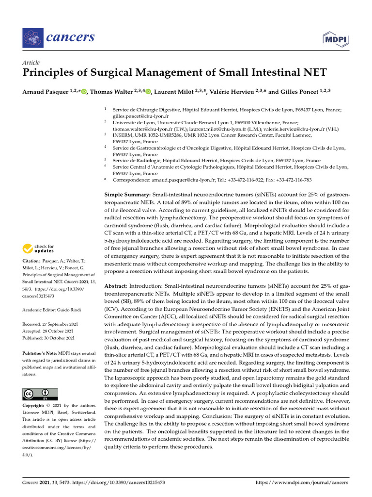 Principles of Surgical Management of Small Intestinal NET | PDF | Small ...