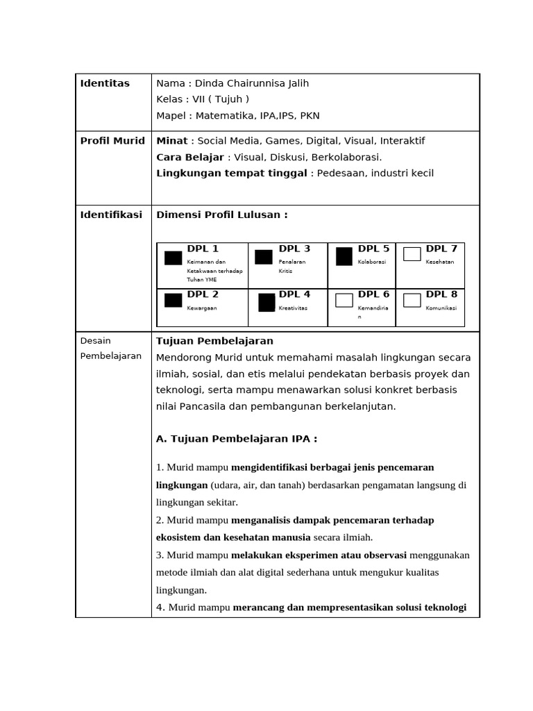 RPPM SMP: Pembelajaran Berbasis Proyek | PDF