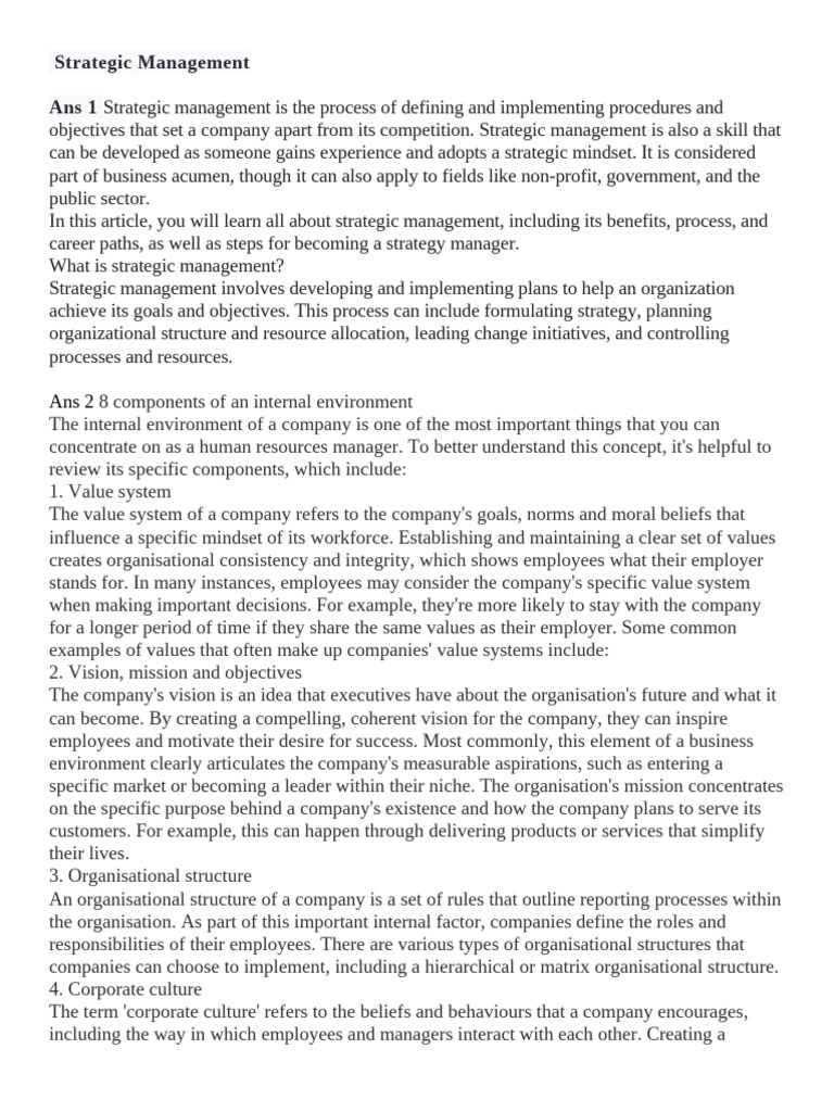Strategic Management Hjuityt | PDF | Strategic Management | Goal