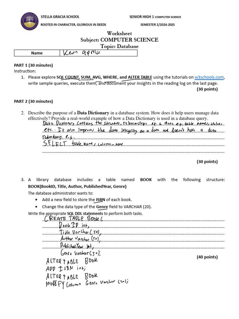 Kevin Aprilio - Handout 11 Computer Science - Databases 10 - HBL - Compressed | PDF | Computer ...