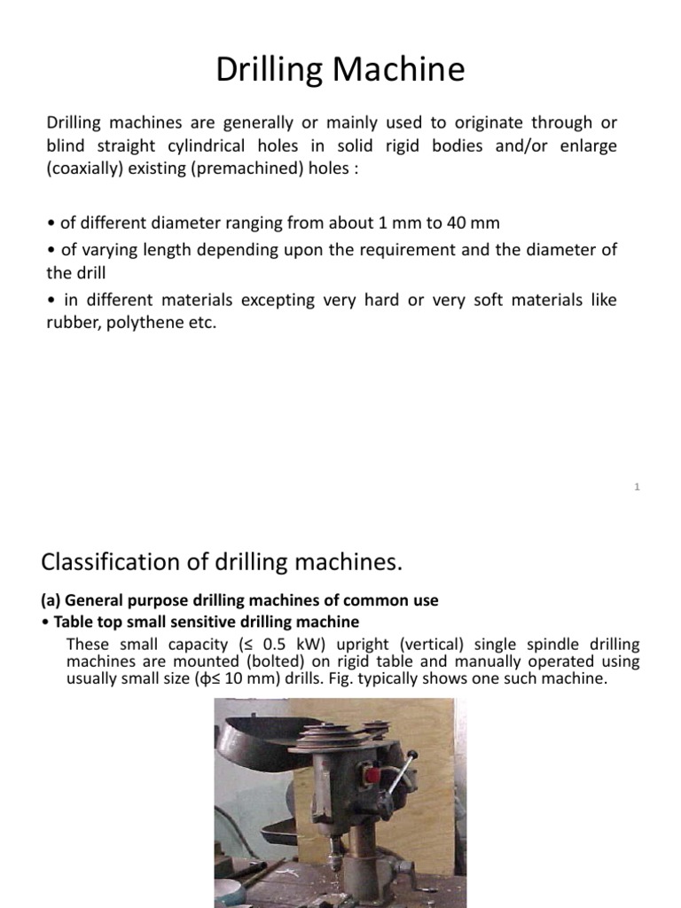 Types and Uses of Drilling Machines | PDF | Drill | Drilling
