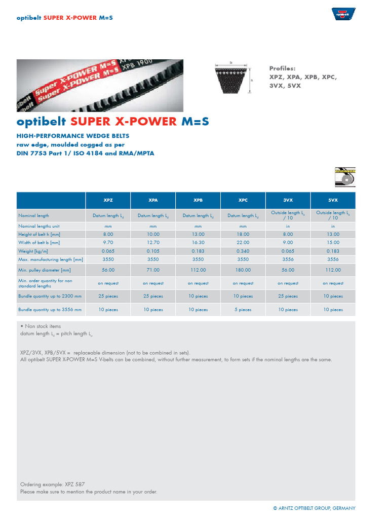 High-Performance Wedge Belts Overview | PDF | Length | Belt (Mechanical)