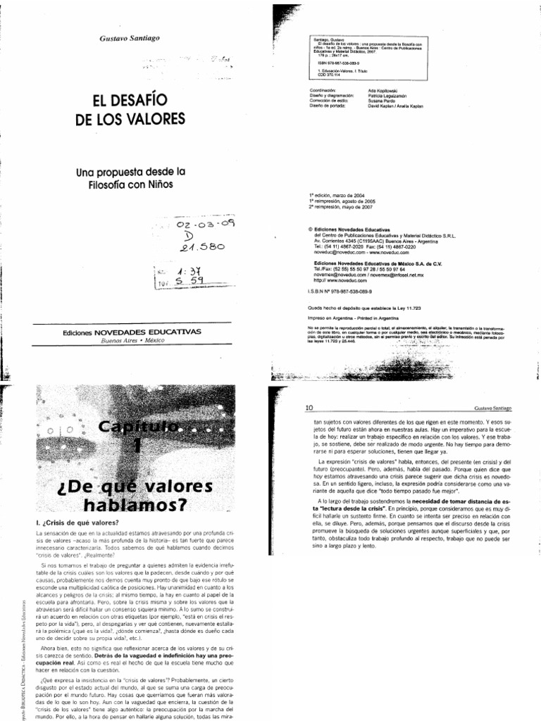 Santiago - Gustavo - El Desaf-O de Los Valores (Selecci-N) | PDF