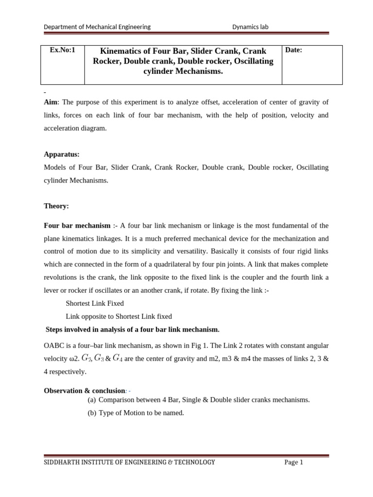 Mechanical Engineering Dynamics Lab Experiments | PDF | Mechanics ...