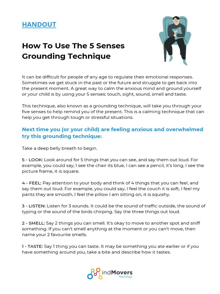 5 Senses Grounding Technique Handout | PDF