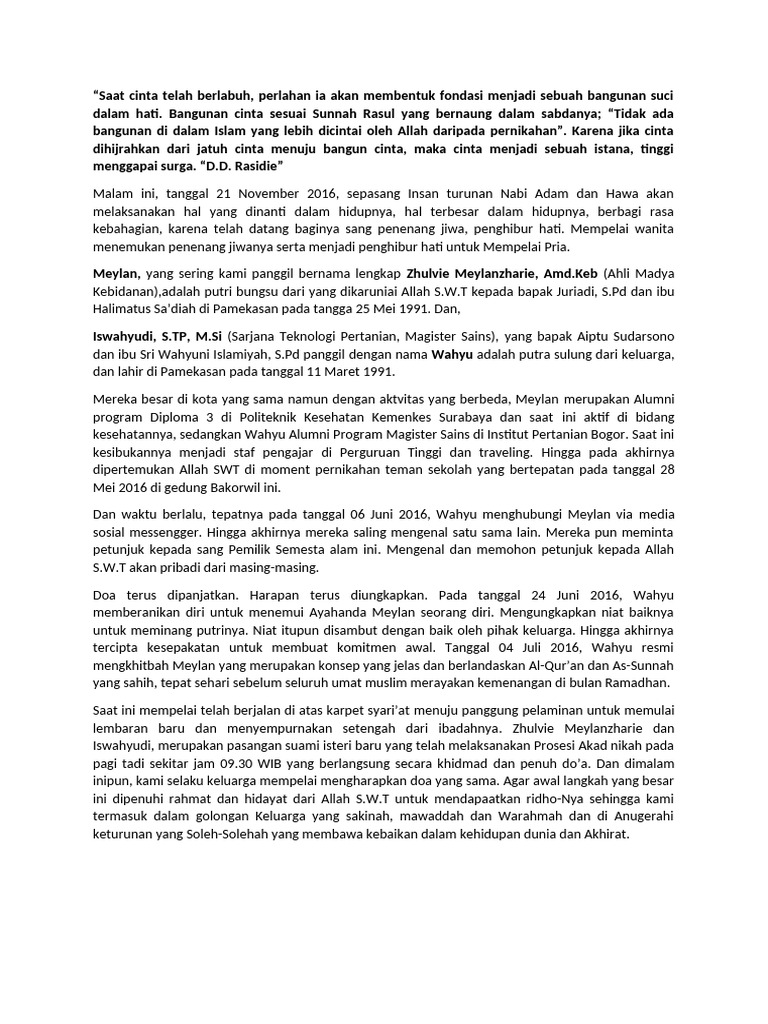 Narasi MC Pernikahan IsMee | PDF