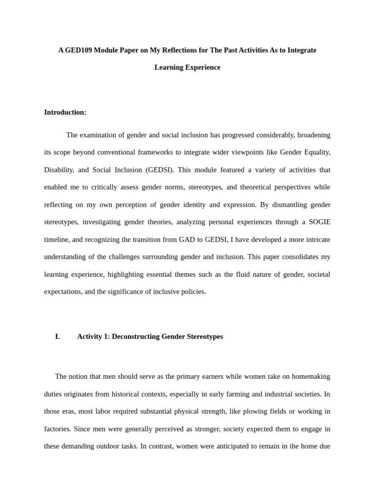 Module Paper 1 and Video Report | PDF | Gender | Gender Studies