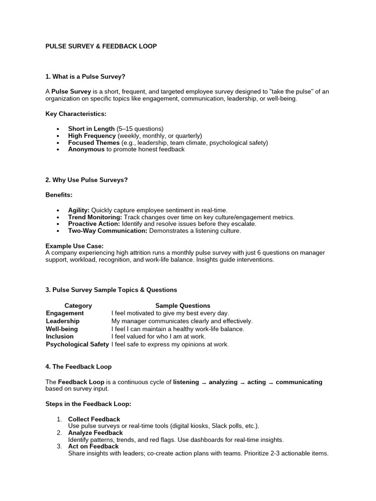 Pulse Surveys: Enhance Employee Engagement | PDF | Feedback | Employee ...
