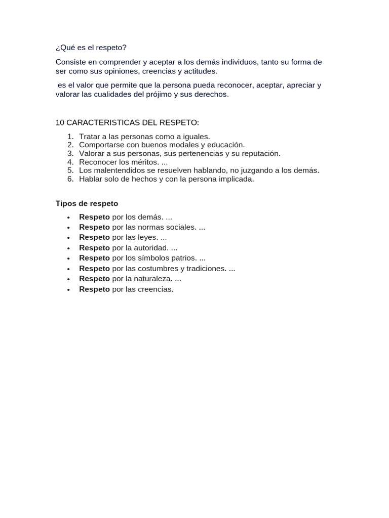 El Valor del Respeto para Niños | PDF