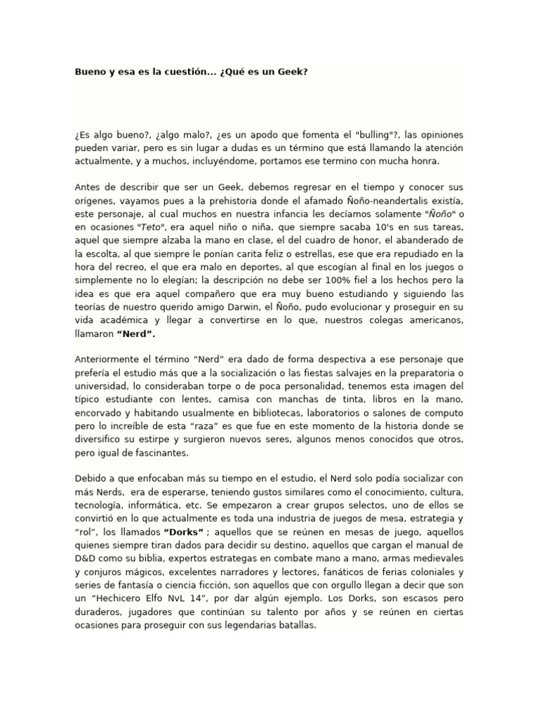 ¿Qué significa ser un Geek hoy? | PDF | Videojuegos | Juegos de consolas