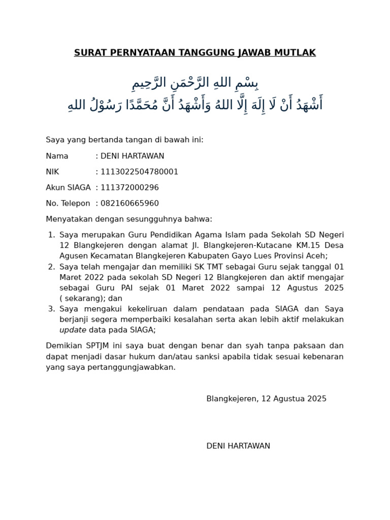 SPTJM PPG PAI 2025 oleh Deny Hartawan | PDF