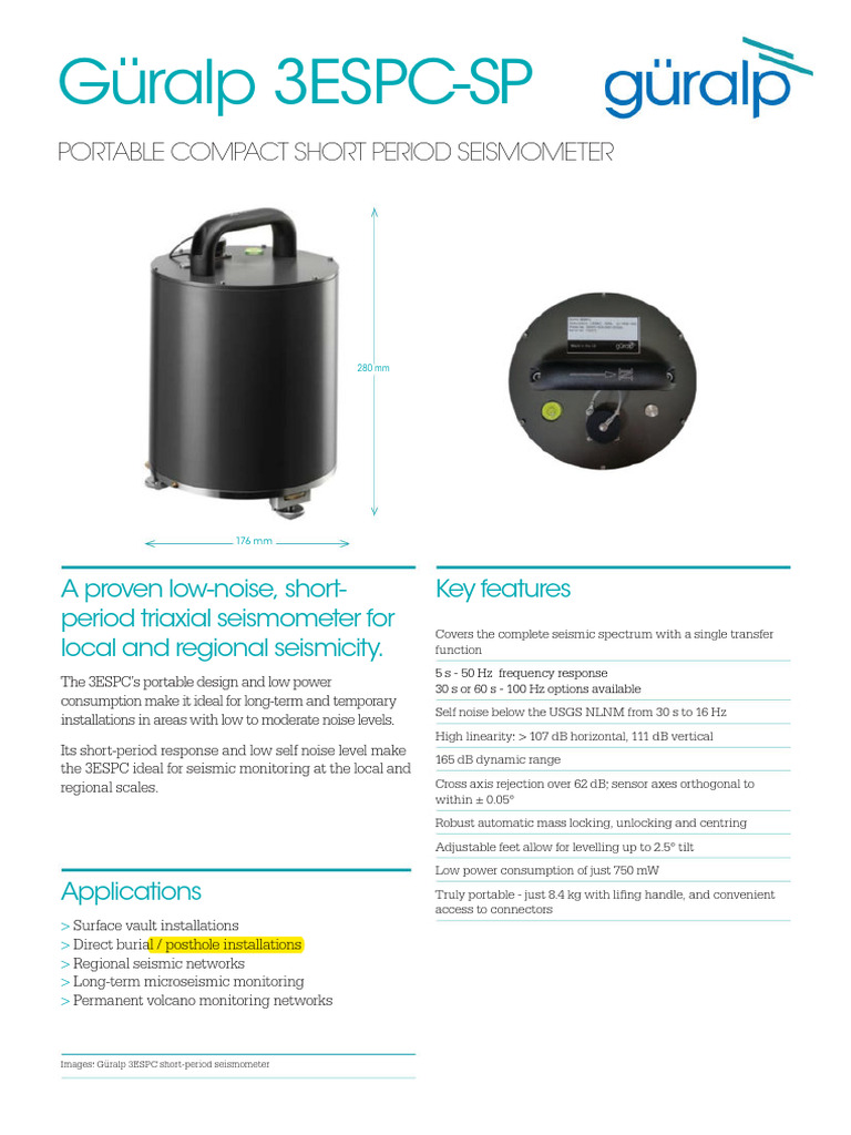 1A Brochure Short Period Seismometer GURALP 3ESCP-SP (3) - 1 | PDF ...