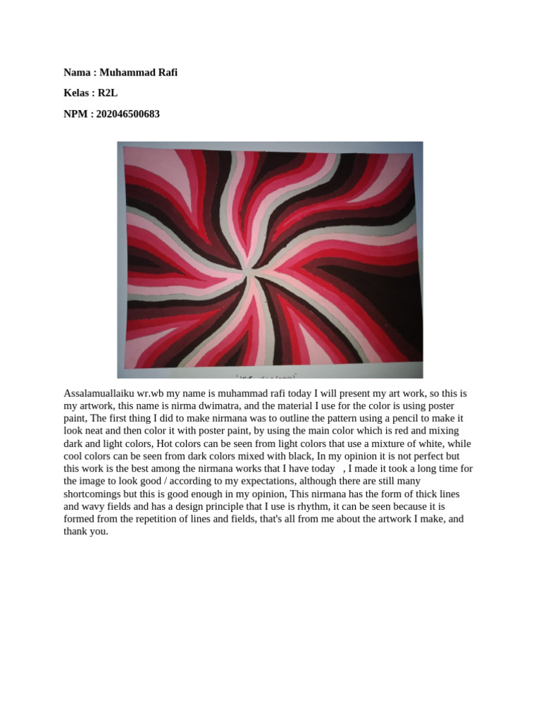 Muhammad Rafi - R2L - 202046500683 - Descriptive Writing of Art Work | PDF