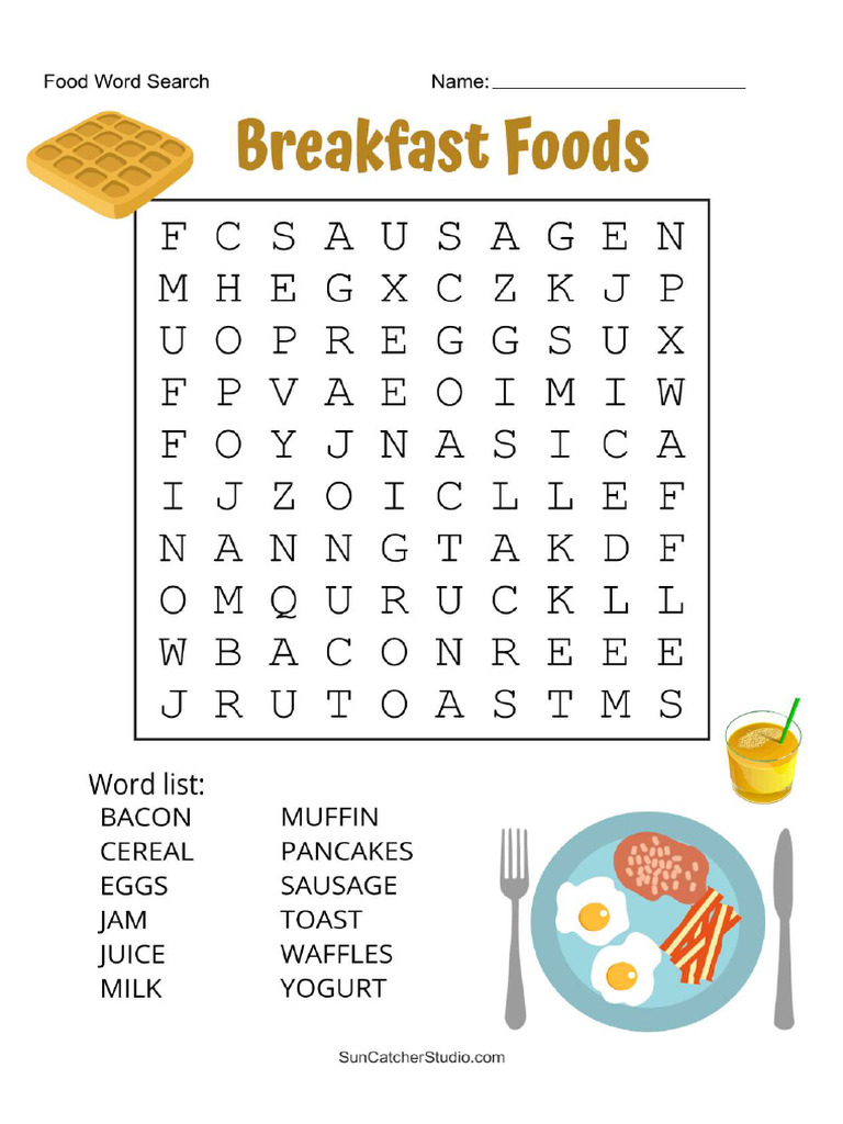 Breakfast Word Search | PDF
