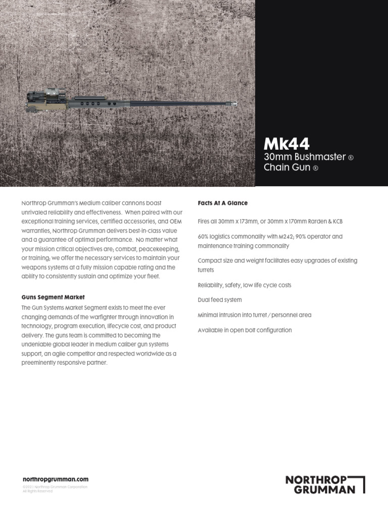 Mk44 Bushmaster II Chain Gun Overview | PDF | Projectile Weapons | Firearms