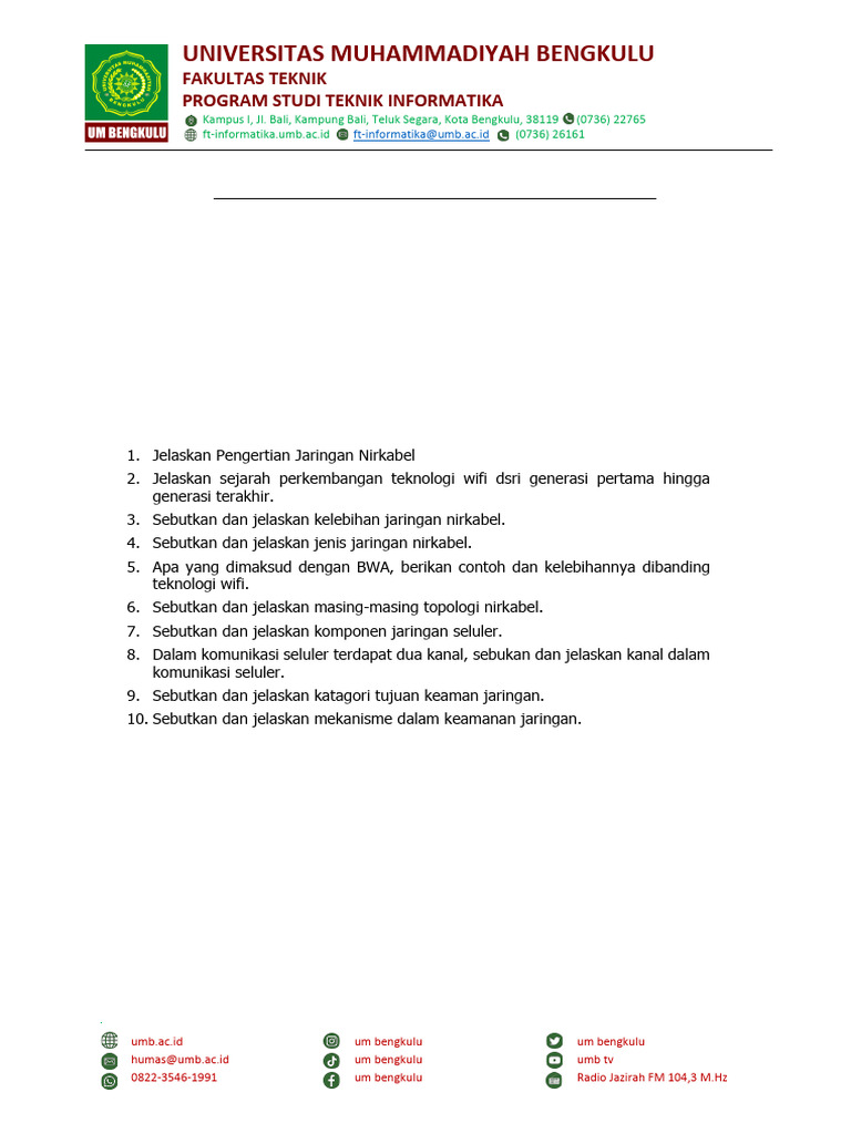Soal UAS Ganjil 2023-2024 - JARINGAN NIRKABEL | PDF