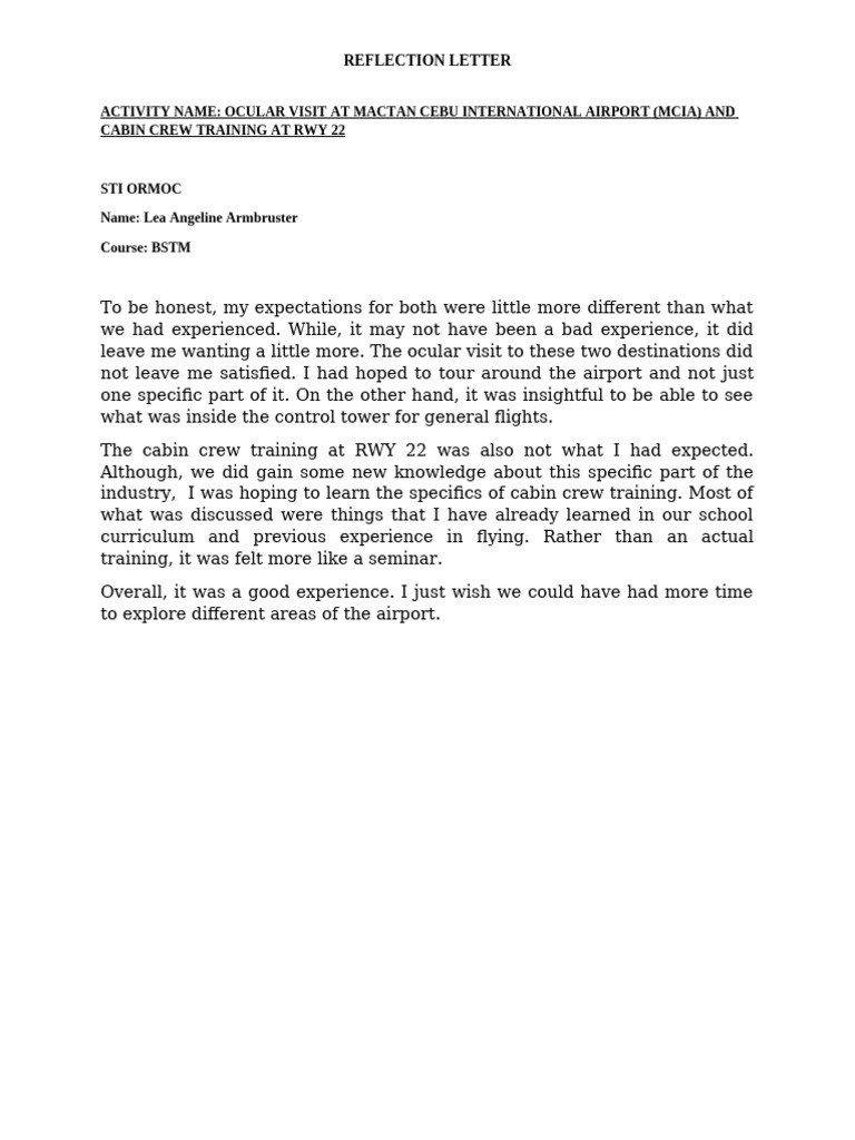 Reflection Letter | PDF