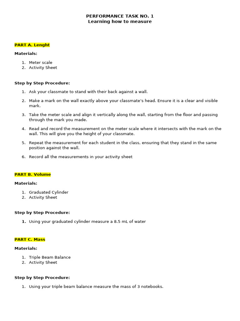 Performance Task No 1 - Measurement | PDF