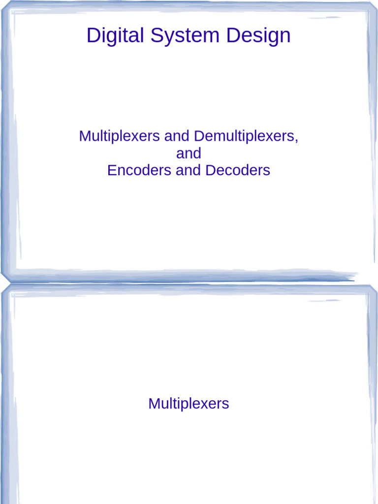 Encoder Decoder Multiplexers and Demultiplexers | PDF | Computer ...