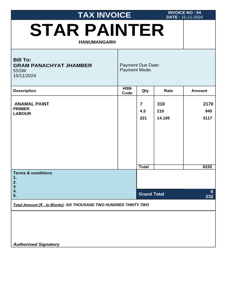 Tax Invoices for Star Painter Services | PDF | Invoice | Chess Theory