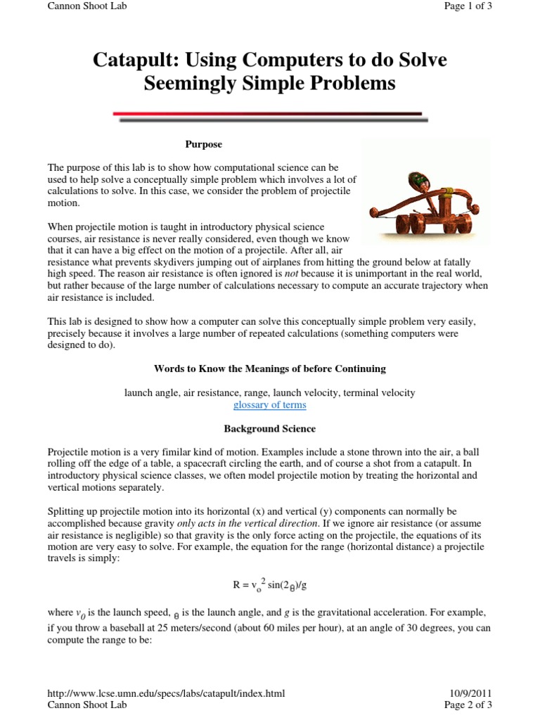 Catapult Physics | Trajectory | Gravity