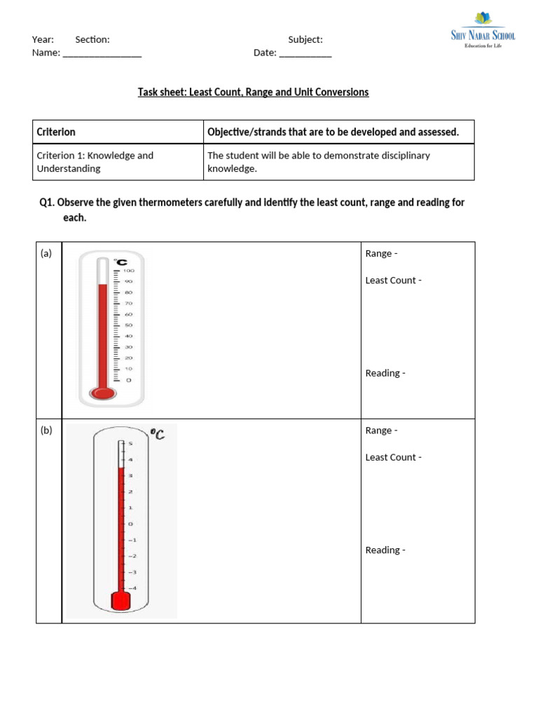 Least Count and Temperature Conversions | PDF