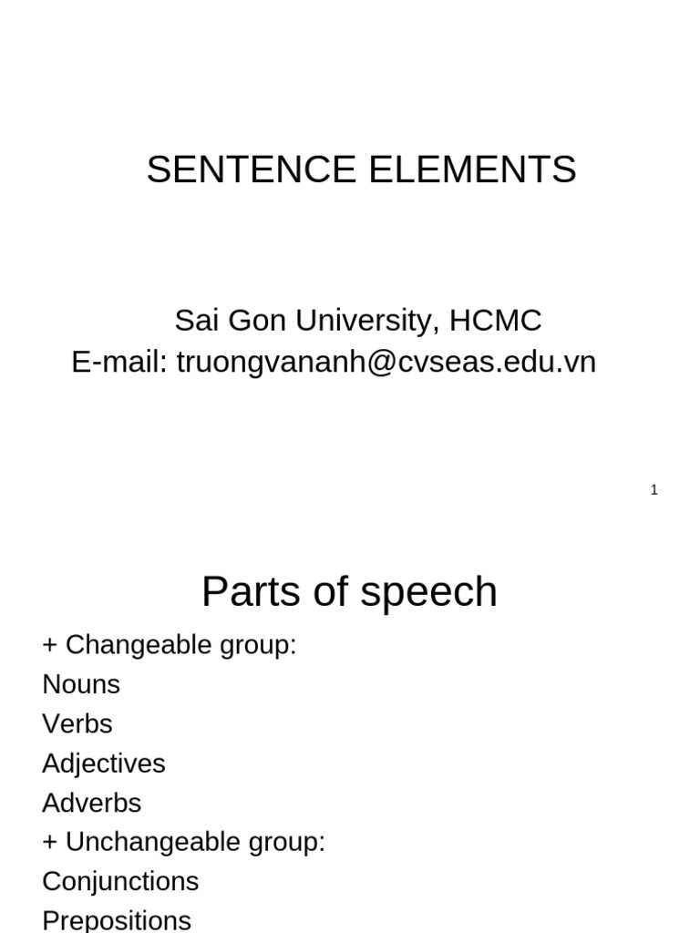 Sentence Elements | PDF | Verb | Adjective