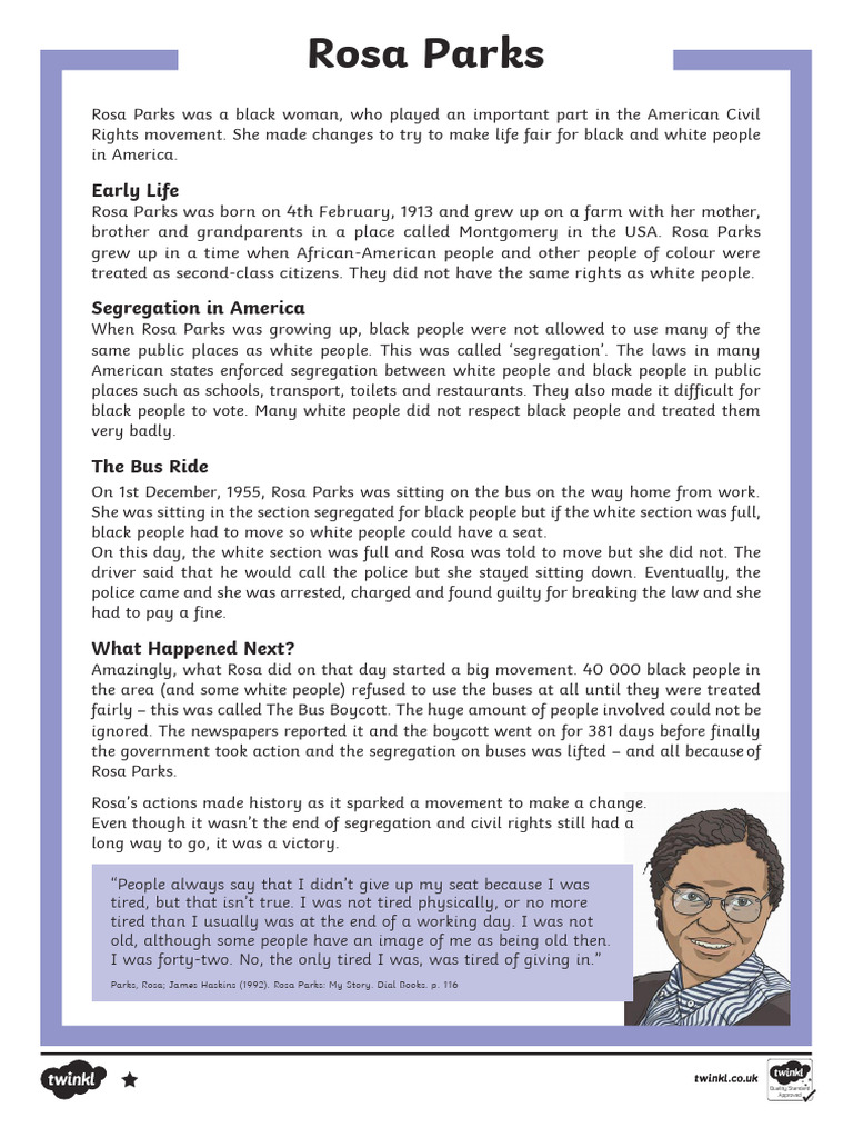 Rosa Parks and the Bus Boycott Story | PDF | Rosa Parks