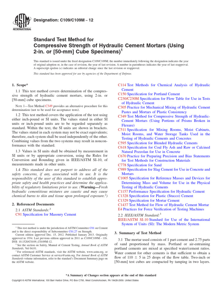 Compressive Strength of Mortar Cubes | PDF | Cement | Concrete