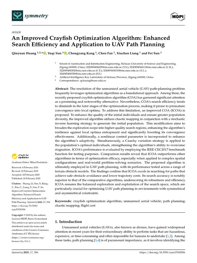 An Improved Crayfish Optimization Algorithm Enhanc | PDF | Mathematical Optimization | Chaos Theory