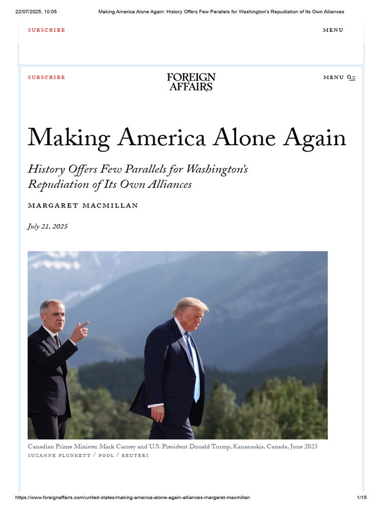 Making America Alone Again - History Offers Few Parallels For ...