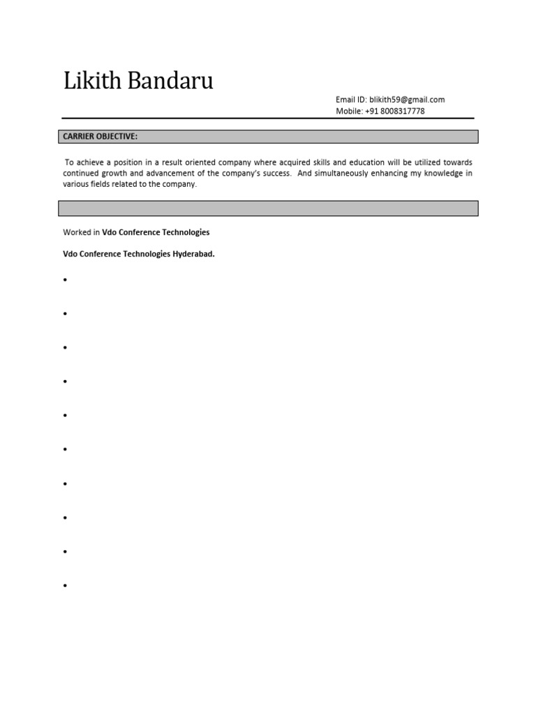 Likith Bandaru Resume | PDF | Marketing | Evaluation