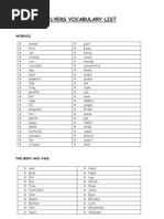 A1-A2 Thematic Vocabulary List | PDF | Foods | Clothing