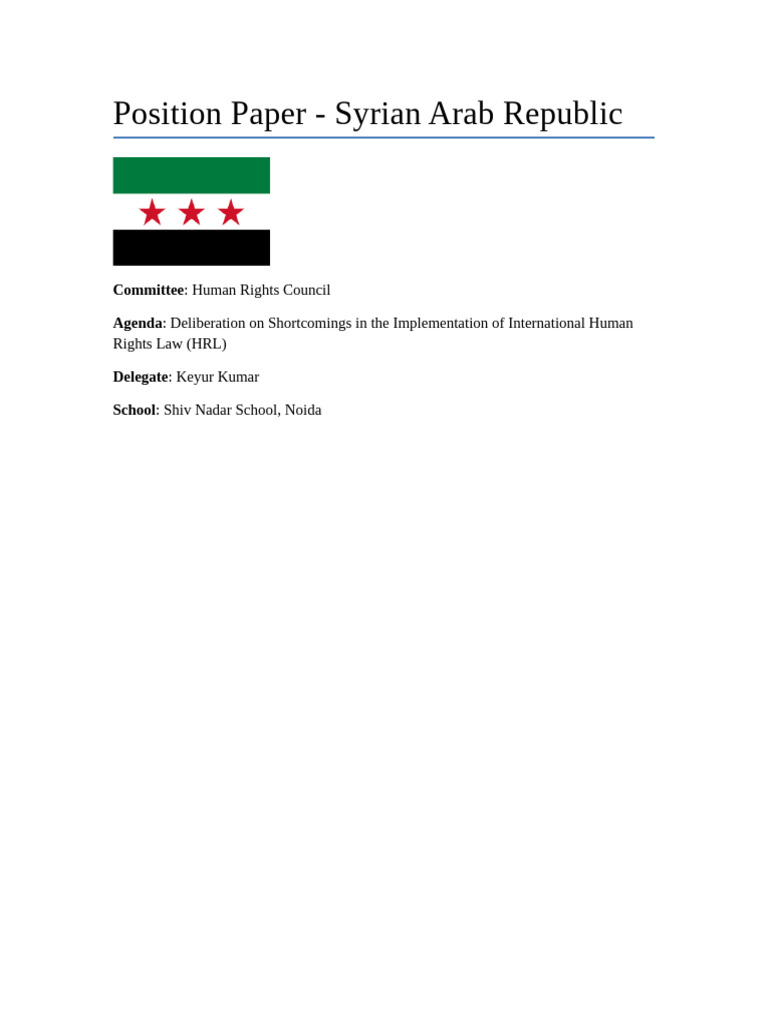 Syria Position Paper Revised | PDF | Human Rights | Syria