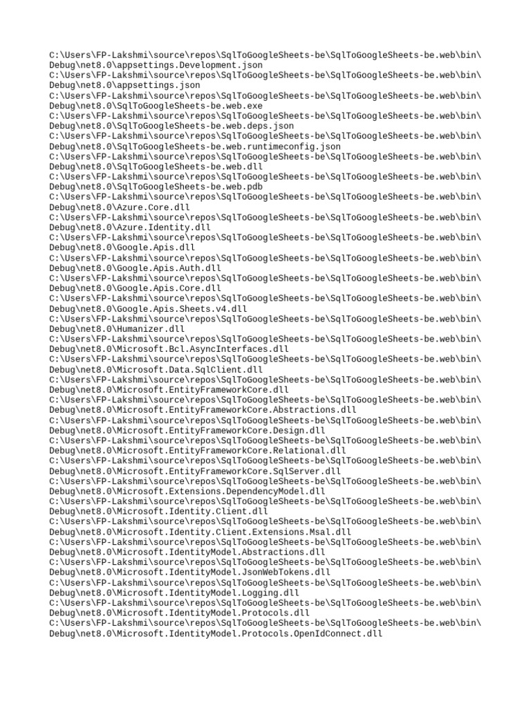 SqlToGoogleSheets Be - Web.csproj - fileListAbsolute | PDF | Microsoft Software | Computer Libraries