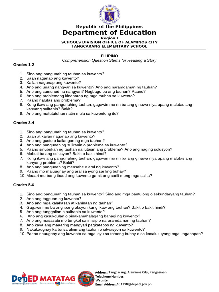 Localized Comprehension Question Stem For Stories | PDF
