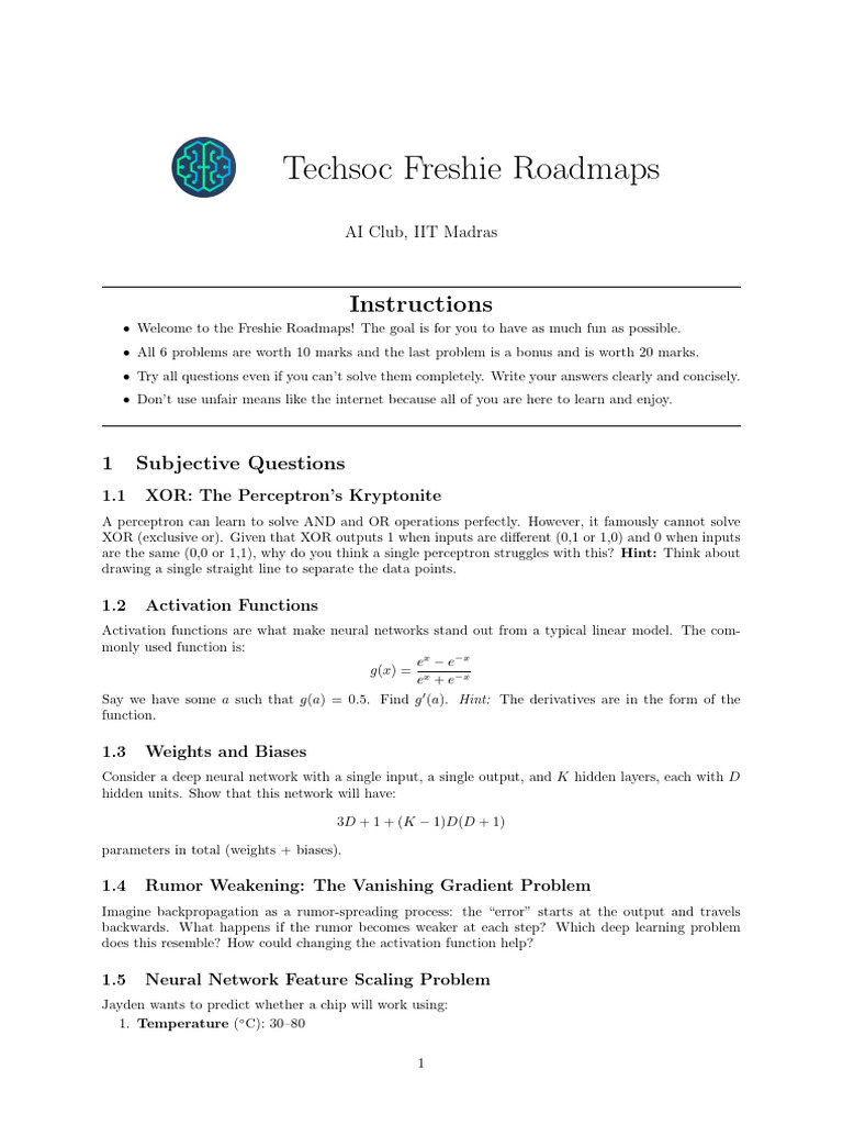 Freshie Roadmaps for AI Club at IIT Madras | PDF | Learning ...