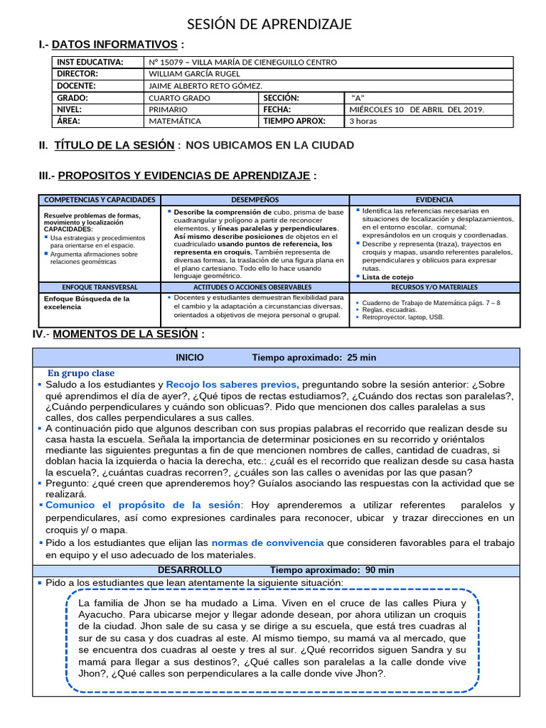 11.-Nos Ubicamos en La Ciudad Con Una Guía de Calles | PDF | Geometría ...