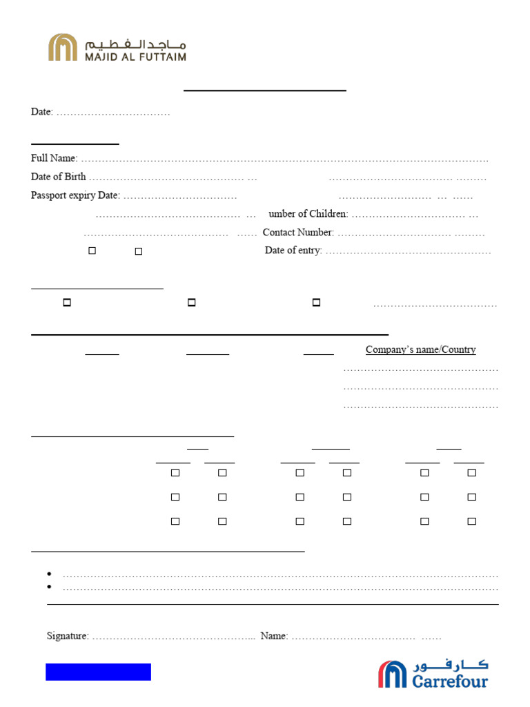 Carrefour Employment Application Form | PDF